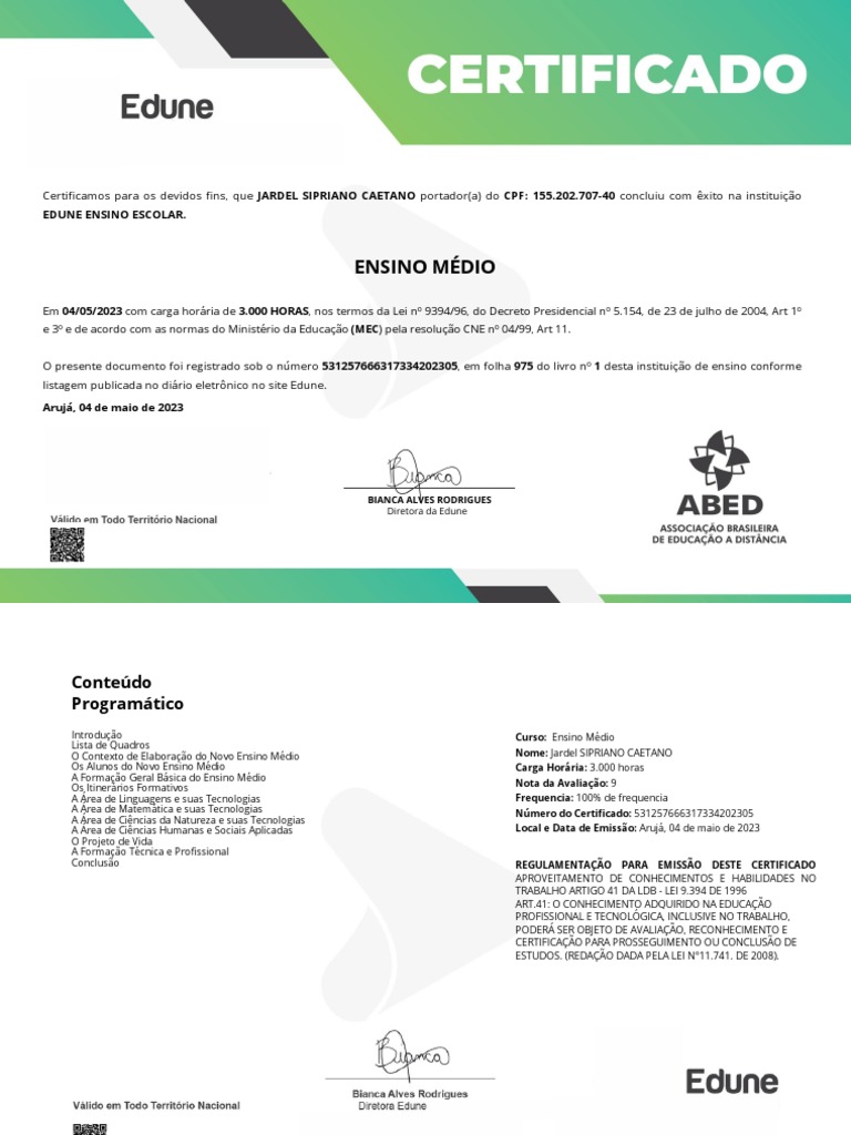 Certificado Edune PDF | PDF