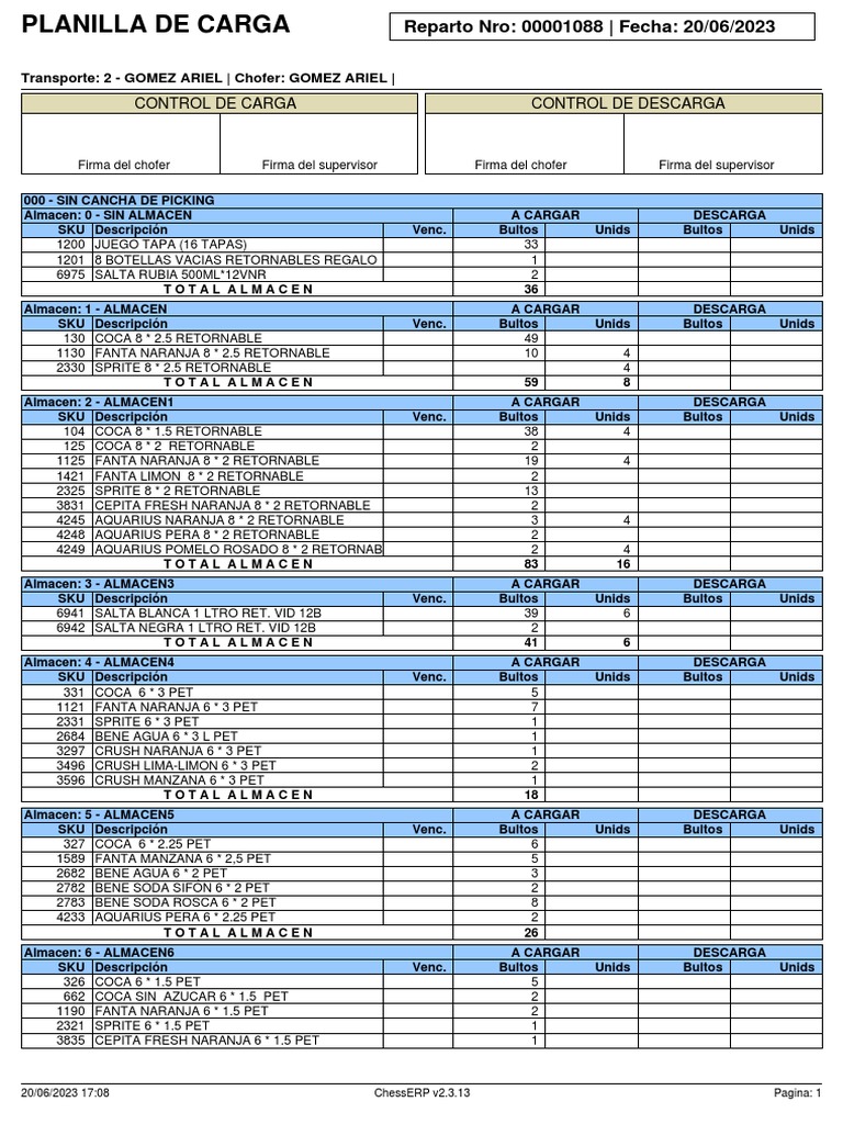 Ejemplo de Una Planilla de Carga | PDF