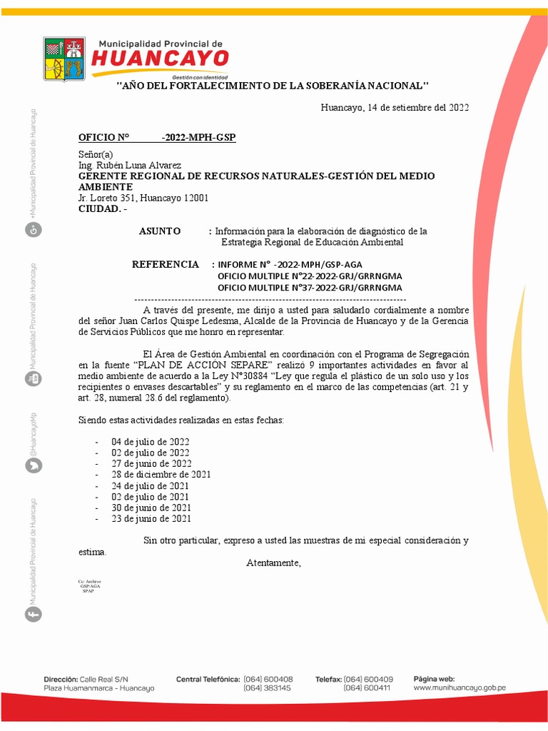 Oficio Gobierno Regional | PDF