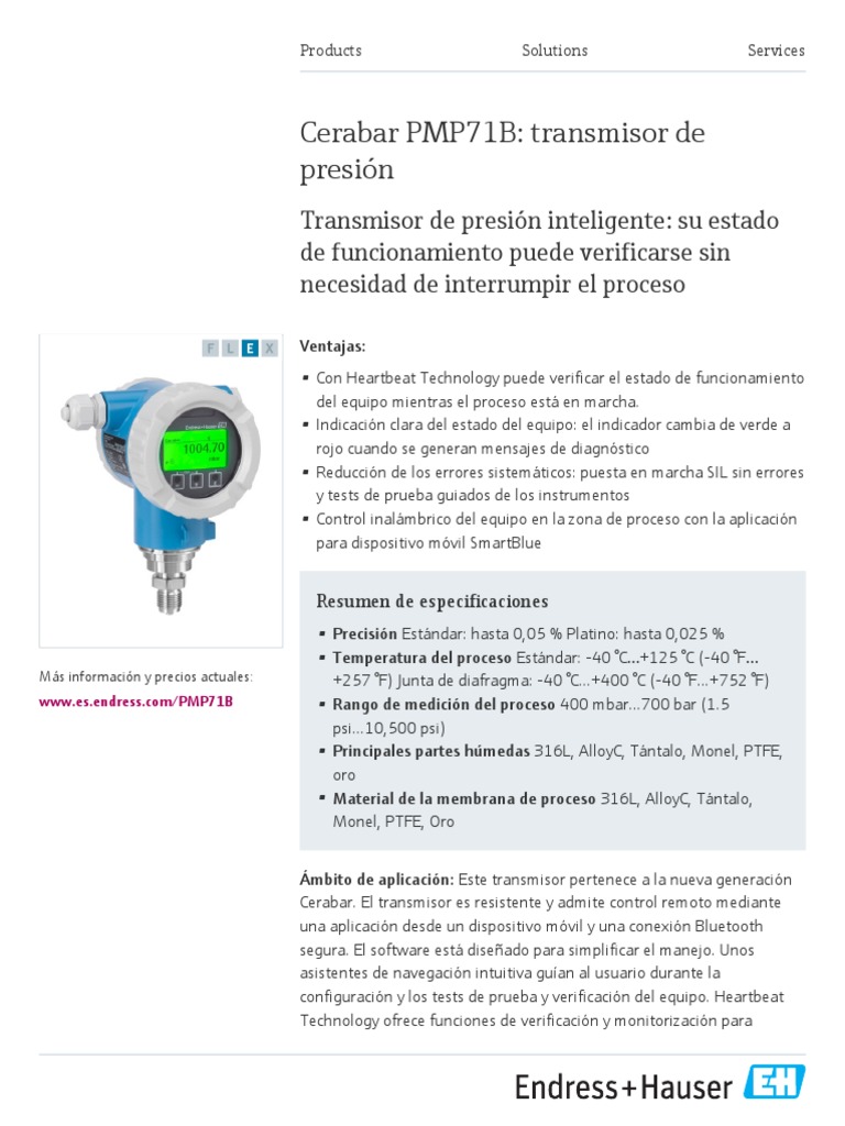 Endress-Hauser_Cerabar_PMP71B_ES | PDF | Ciencias fisicas