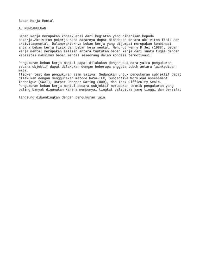 Metode Nasa TLX | PDF