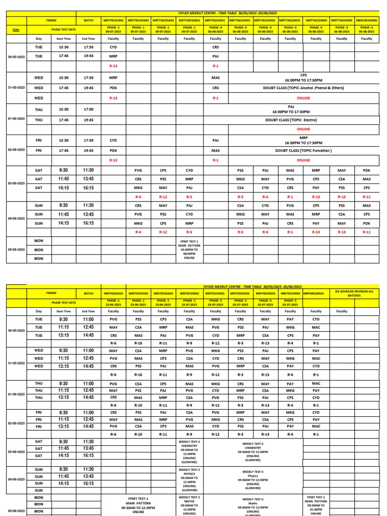 Time Table | PDF