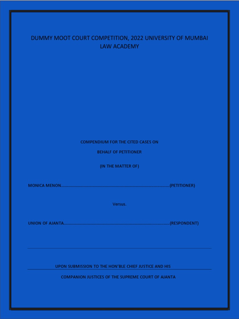 Moot Court Compendium for Petitioners | PDF | Supreme Court Of The ...