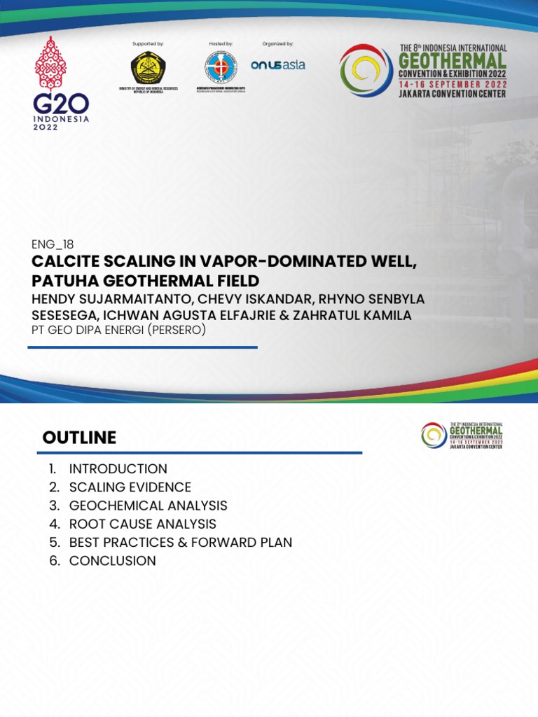 IIGCE 2022 - Slide - Calcite Scaling in Vapor Dominated Well, Patuha ...