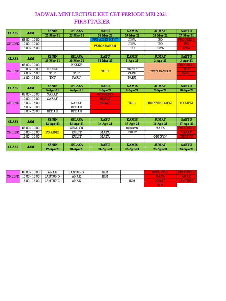 JADWAL Final Mini Lecture Batch 2-1 | PDF