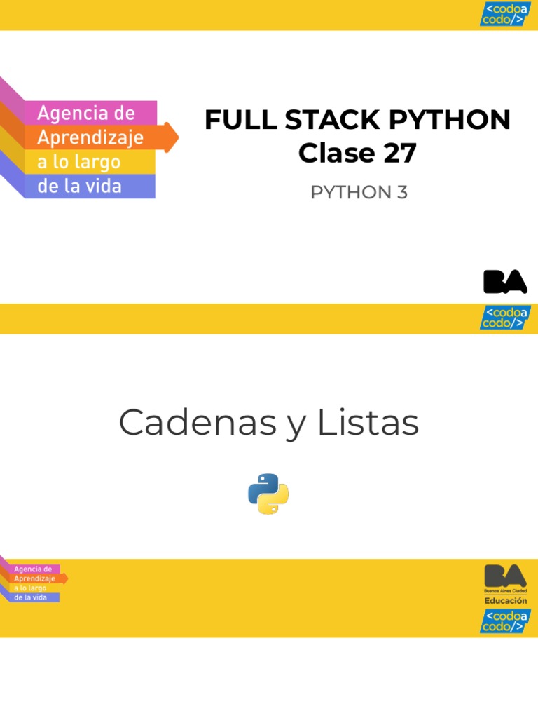 Clase 27. Python 3 | PDF | Python (lenguaje de programación) | Cadena (informática)
