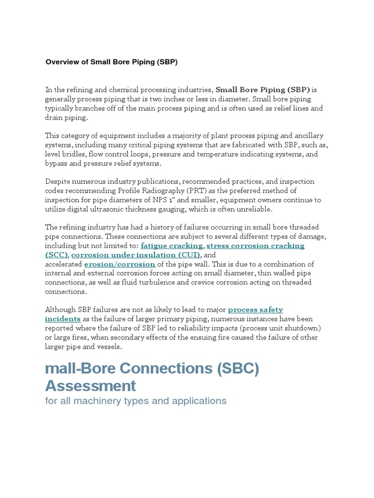 Small Bore Piping Overview and Risks | PDF | Pipe (Fluid Conveyance) | Risk