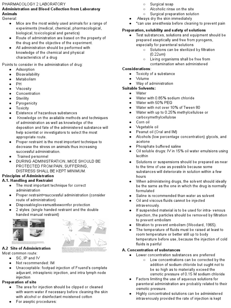 Administration and Blood Collection From Laboratory Animals | PDF ...