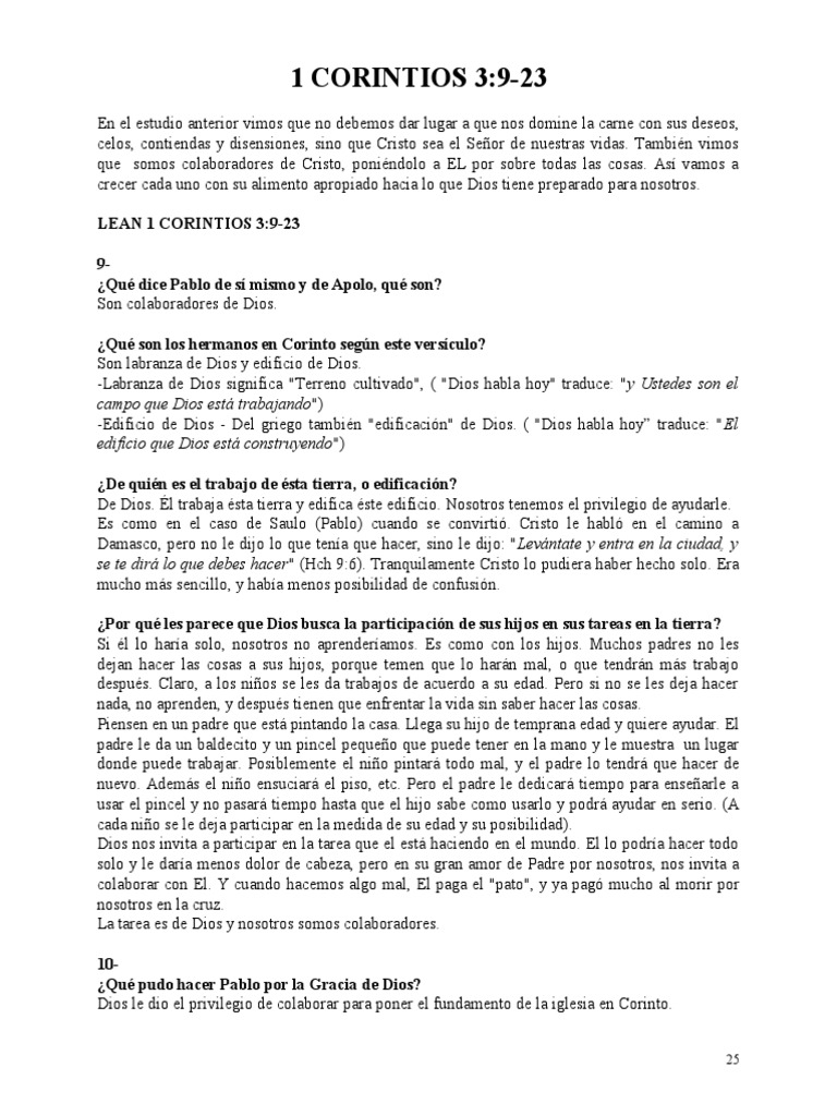 1 CORINTIOS 3-9-23 LEAN 1 CORINTIOS 3 - 9-23. 9 - Qué Dice Pablo de Sí Mismo y de Apolo, Qué Son ...