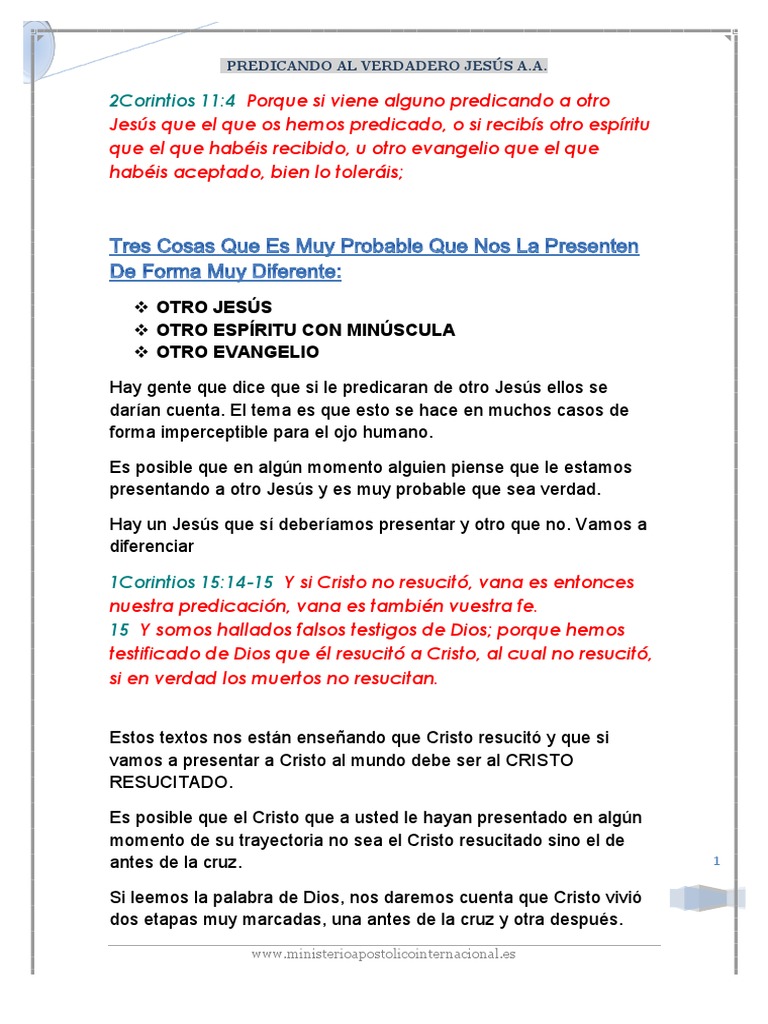 Predicando Al Verdadero Jesús A.A. | PDF | Jesús | La resurrección de Jesús