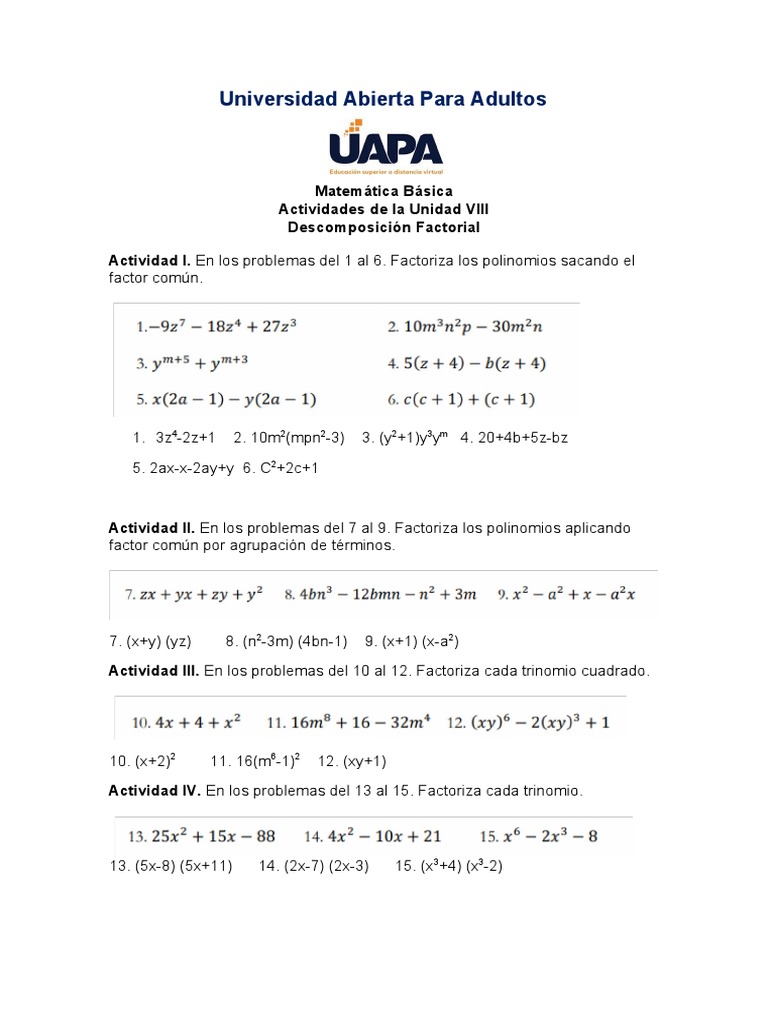 Actividades de La Unidad VIII | PDF