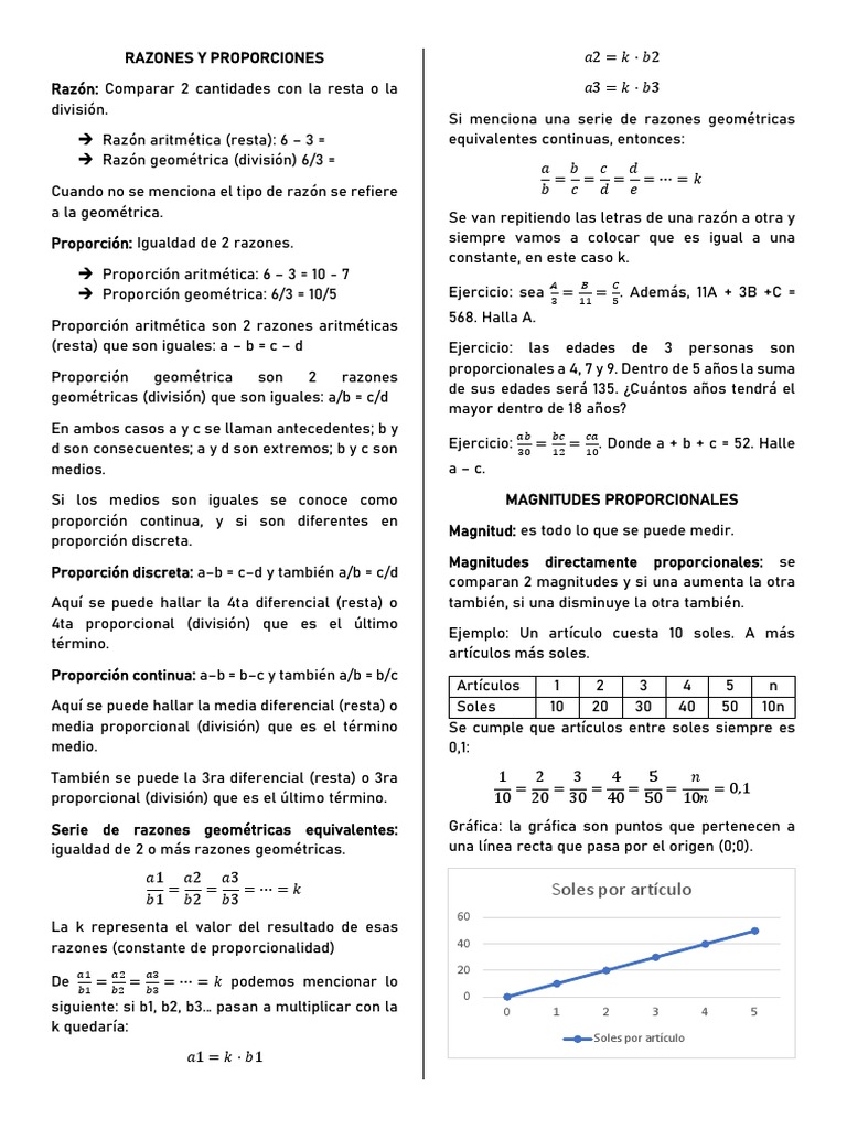 Razones y Proporciones - Magnitudes Proporcionales - Teoría | PDF ...
