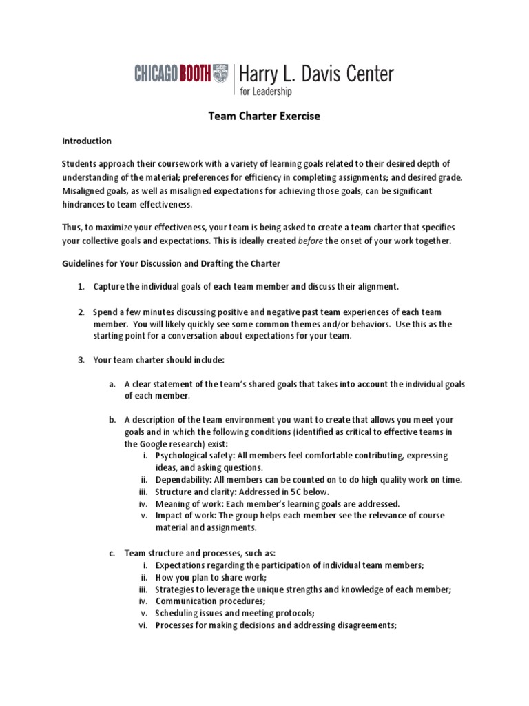 MBA team charter exercise (1) | PDF