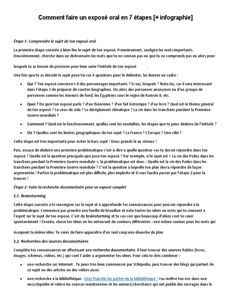 Comment Faire Un Exposé Oral en 7 Étapes | PDF | Recherche d ...