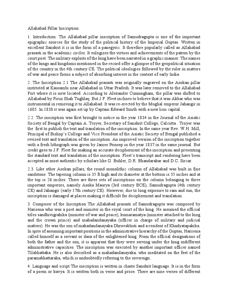 Allahbad Pillar Inscription | PDF | Religion & Spirituality | Classics