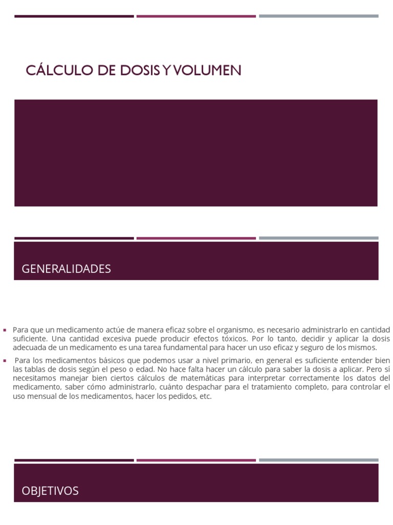 Cálculo de Dosis y Volumen | PDF | Medicamentos con receta | Kilogramo
