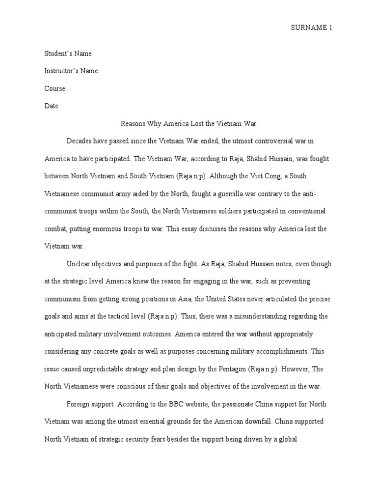 Reasons for America's Vietnam War Loss | PDF | Viet Cong | People's ...