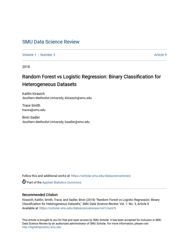 Random Forest Vs Logistic Regression For Binary Classification | PDF ... Random Forest Vs Logistic Regression For Binary Classification | PDF ...
