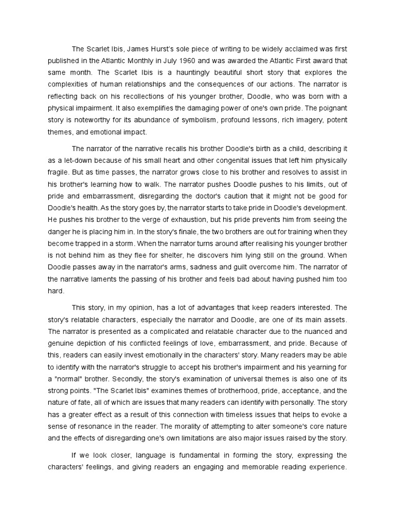 The Scarlet Ibis | PDF | Cognitive Science | Psychological Concepts