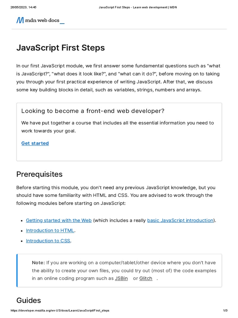 1-1 JavaScript First Steps - Learn Web Development - MDN | Download ...