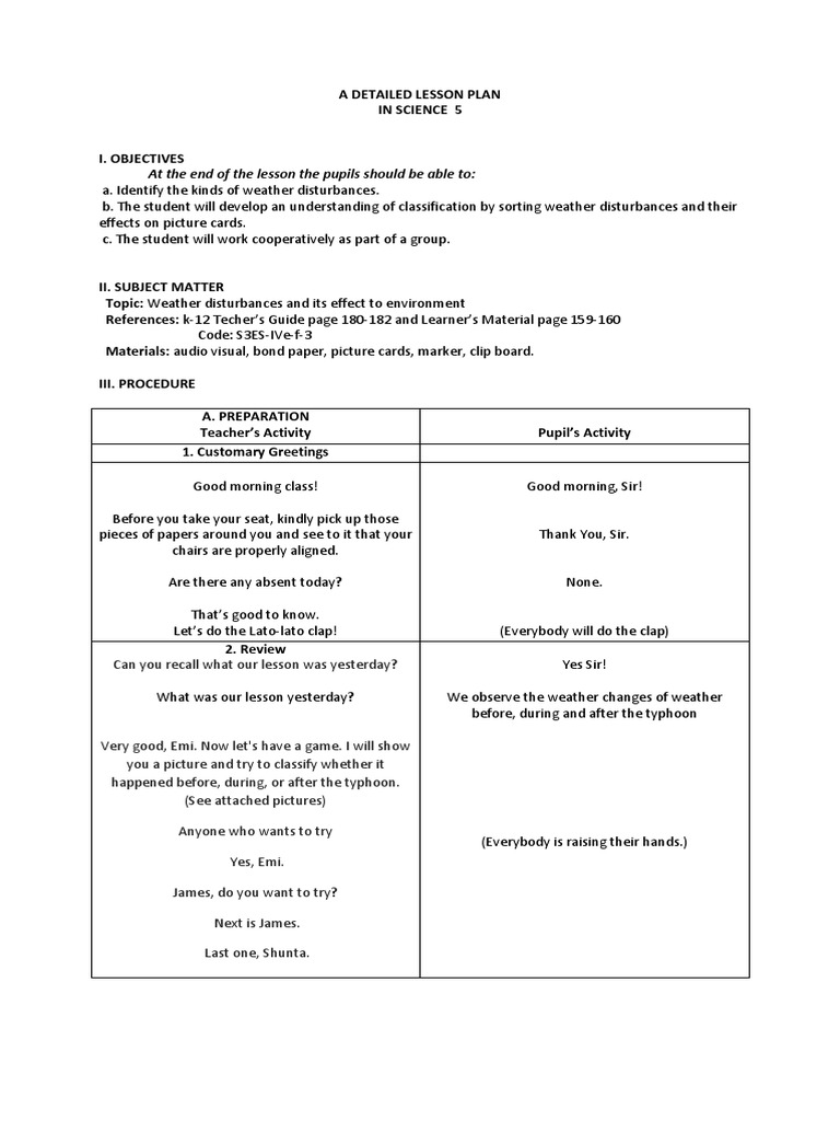 Lesson Plan Weather Disturbances | PDF | Monsoon | Thunderstorm