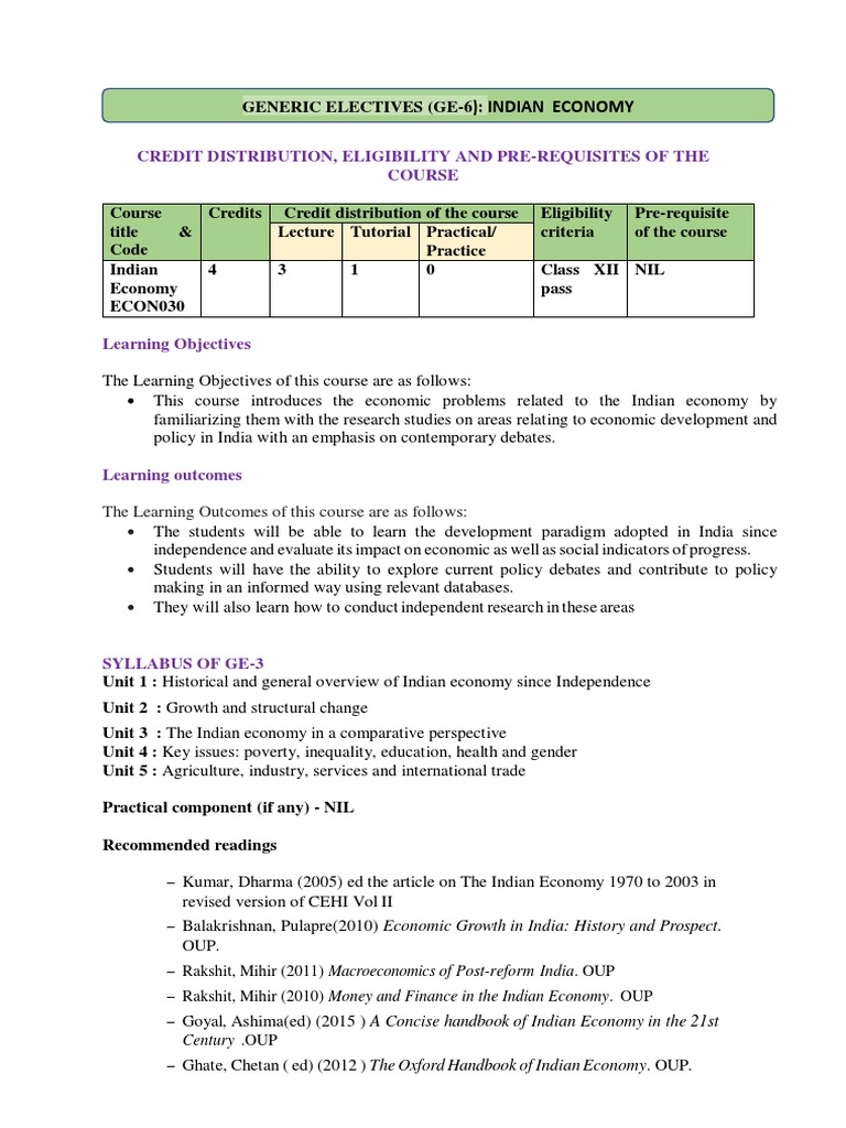GE Syllabus | PDF | Statistics | Globalization