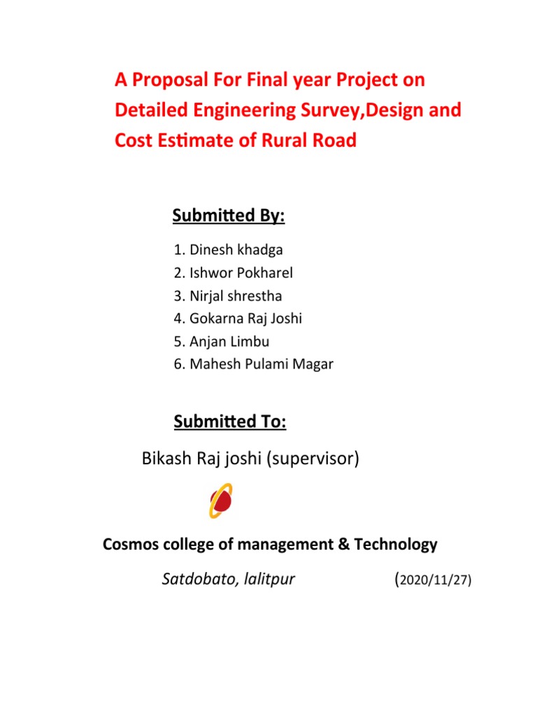 A Proposal For Final Year Project On Detailed Engineering Survey | PDF ...