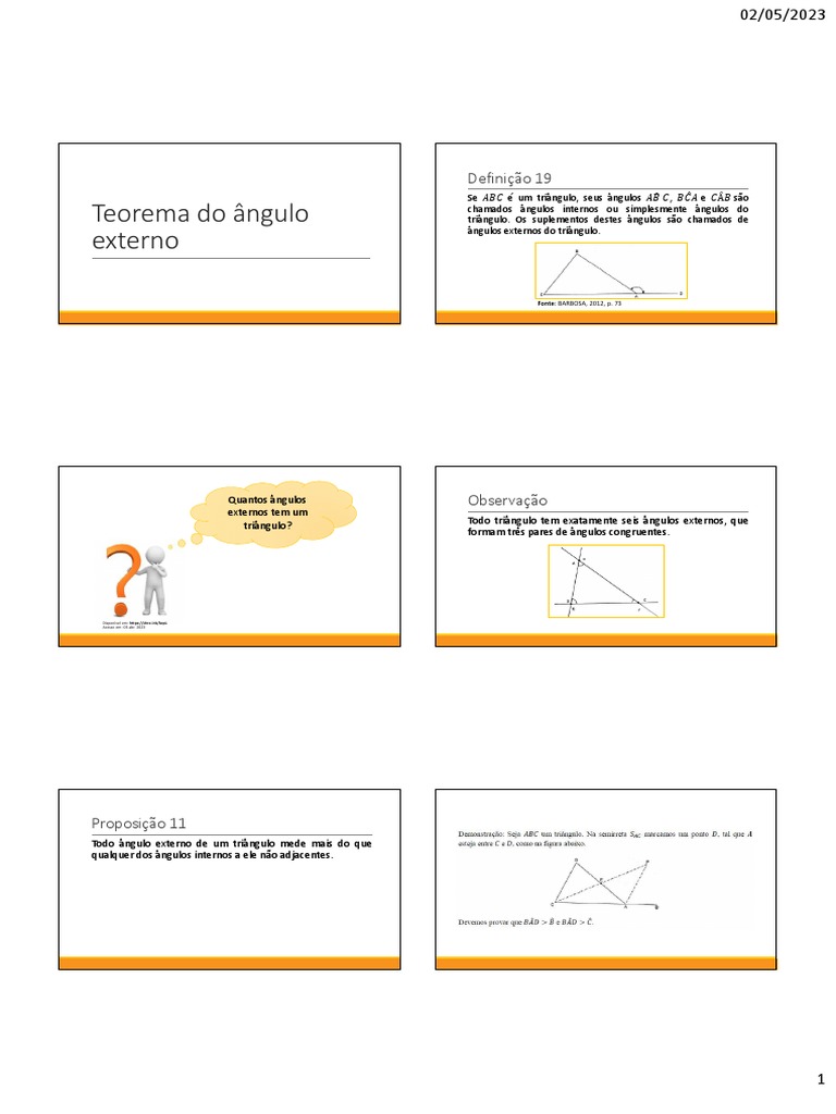 Teorema Do ângulo Externo Demonstrações Pdf Triângulo ângulo