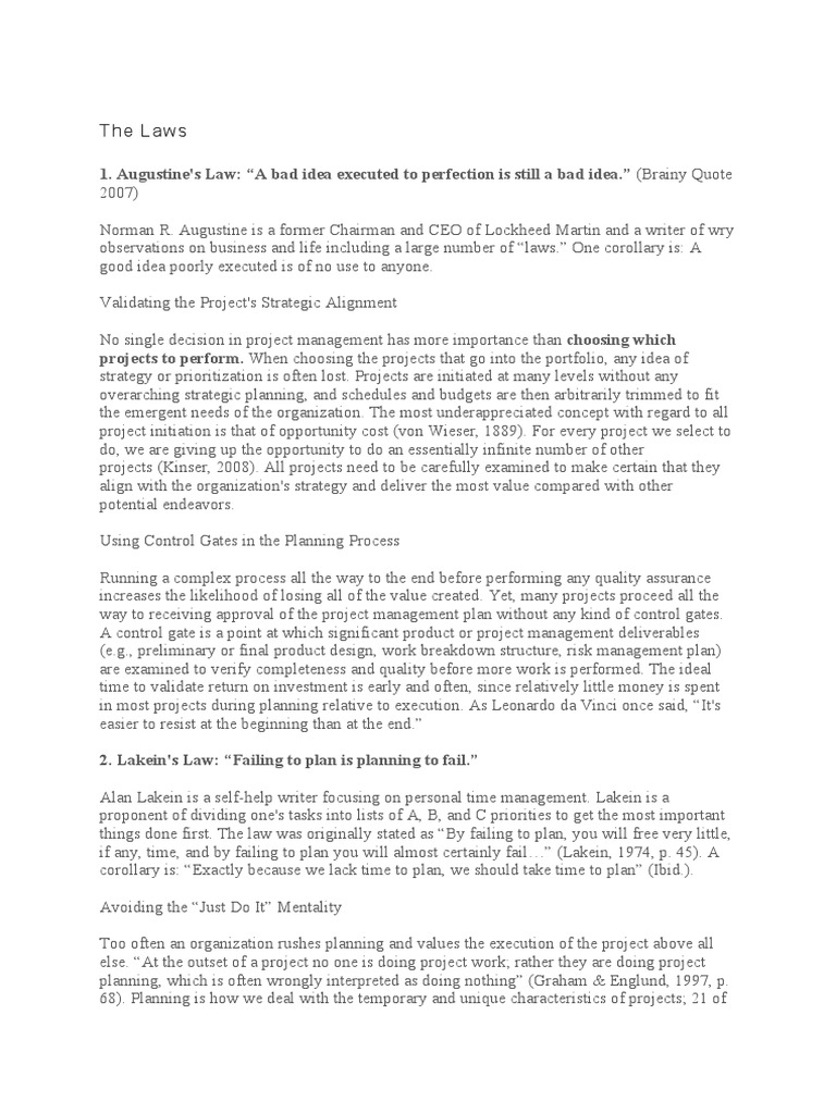 Project Management 10 Laws | PDF