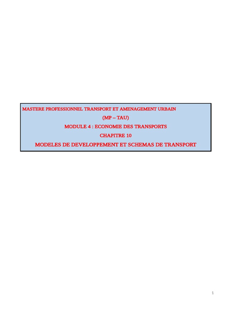 Modèles de Développement Et Schémas de Transport - PRESENTATION - Docx ...