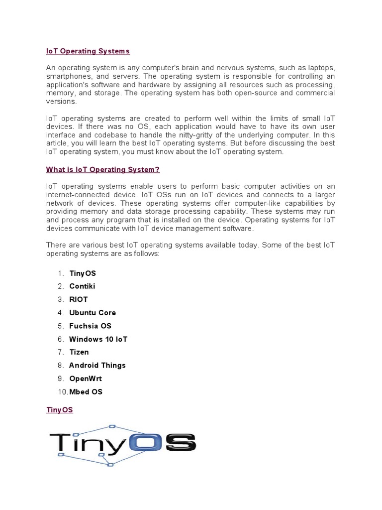 IoT Operating Systems | PDF | Android (Operating System) | Operating System