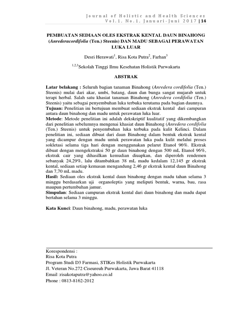 Pembuatan Sediaan Oles Ekstrak Kental Da 498ac1c3 | PDF | Kesehatan Holistik