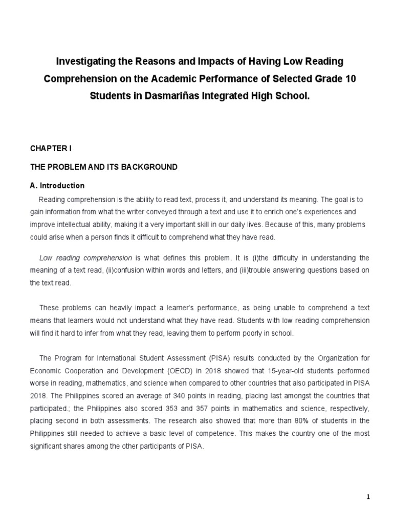 Research Proposal - Chapter 1 | PDF | Reading Comprehension | Programme ...