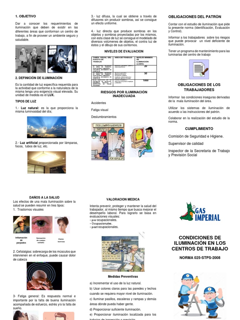 TRIPTICO ILUMINACION NOM-025-STPS-2008 | PDF | Encendiendo