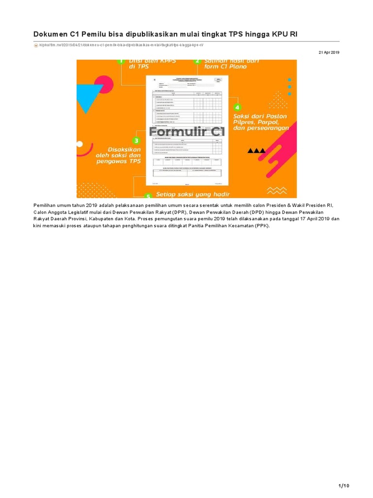 Dokumen C1 Pemilu Bisa Dipublikasikan Mulai Tingkat TPS Hingga KPU RI | PDF | Hukum