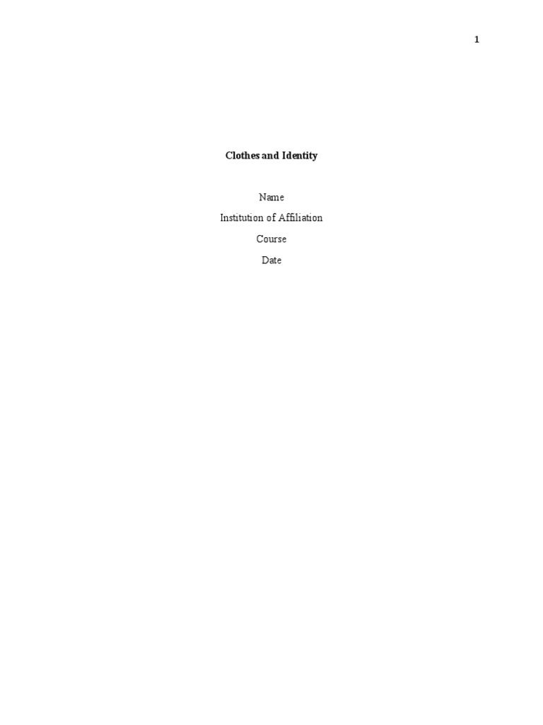 Clothes and Identity | PDF | Adolescence | Traditions