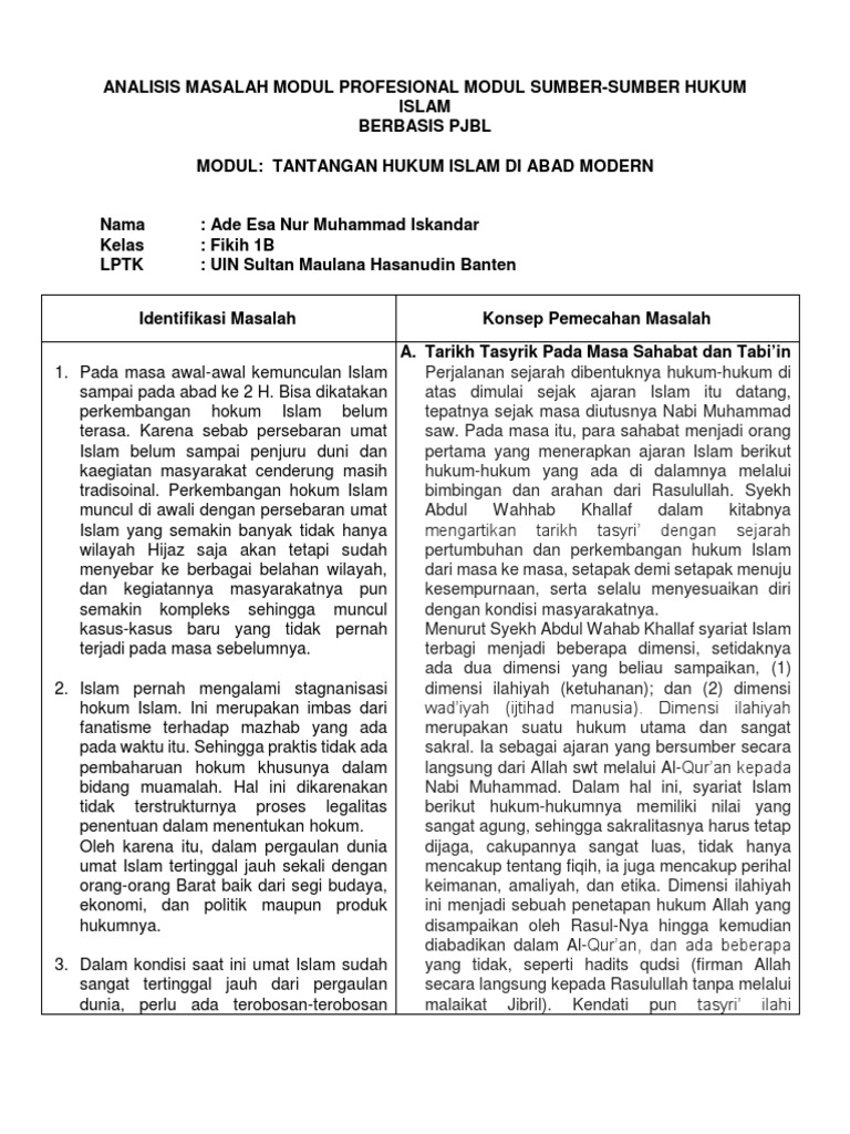 Tugas PJBL Modul Fikih - Sumber Hukum Islam - Edit | PDF Tugas PJBL Modul Fikih - Sumber Hukum Islam - Edit | PDF