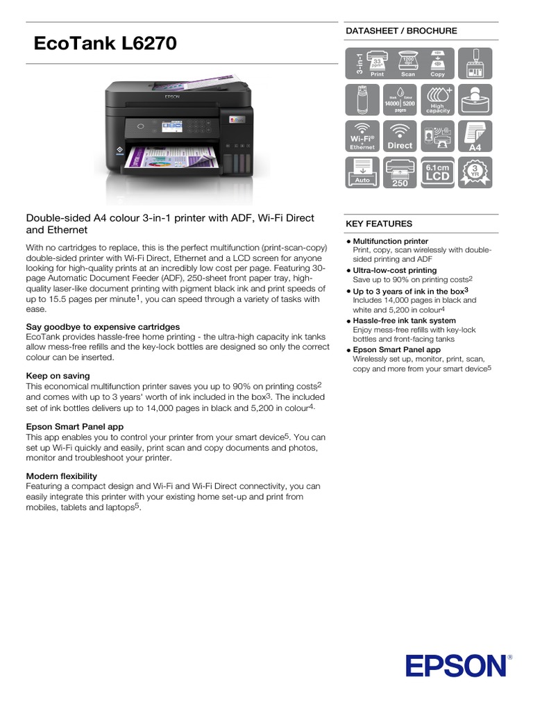 Ecotank L6270 Datasheet Pdf Microsoft Windows Printer Computing 4392