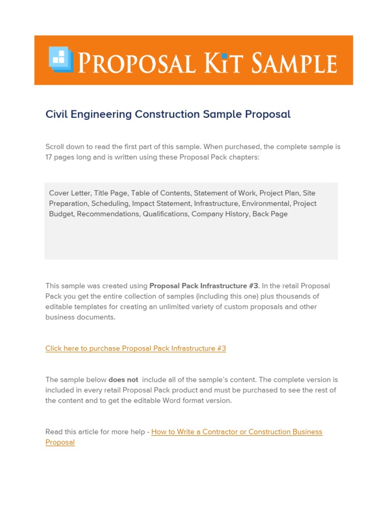 Civil Engineering Construction Project Sample Proposal | PDF | Traffic ...