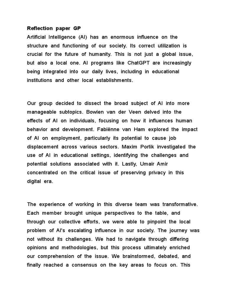 GP Reflective Paper | PDF | Artificial Intelligence | Intelligence (AI) & Semantics