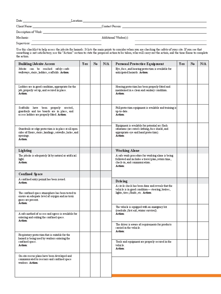 Safe Work Proceduers and Check List | PDF | Personal Protective ...