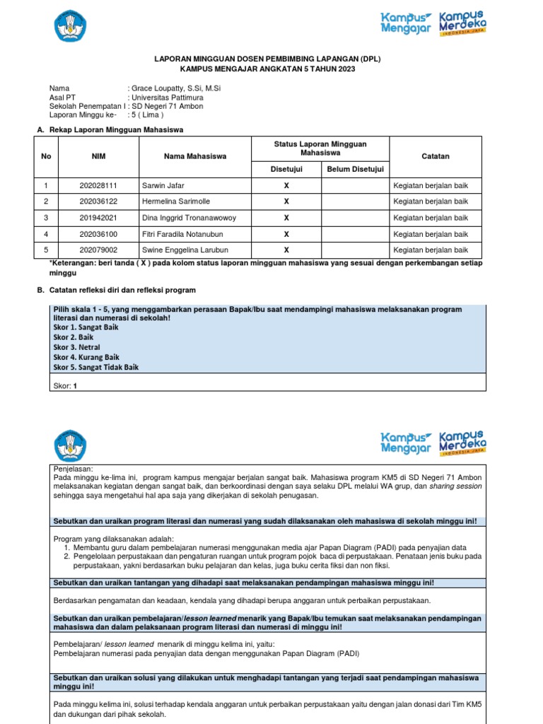 Grace - Laporan DPL Minggu Ke-5 | PDF