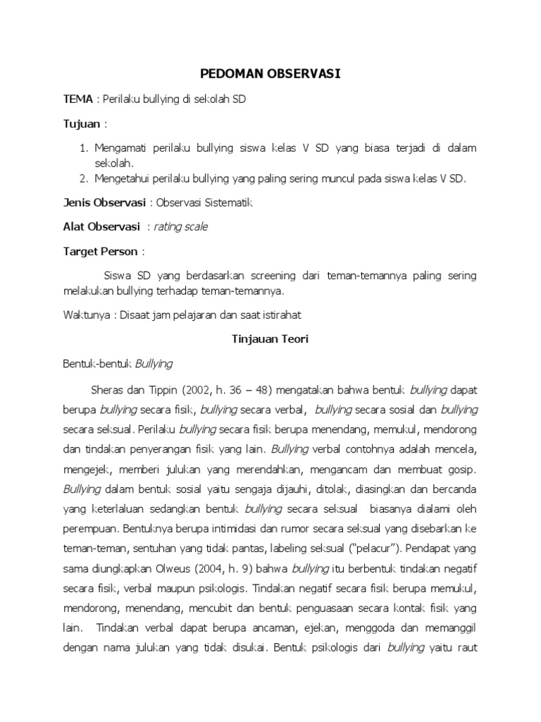 Contoh Tugas Pedoman Observasi | PDF | Kesehatan Holistik | Sains ...