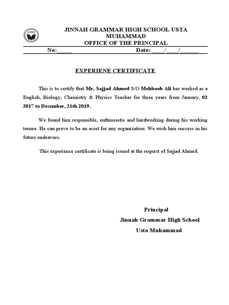 Experience Certificate & Exam Notice | PDF