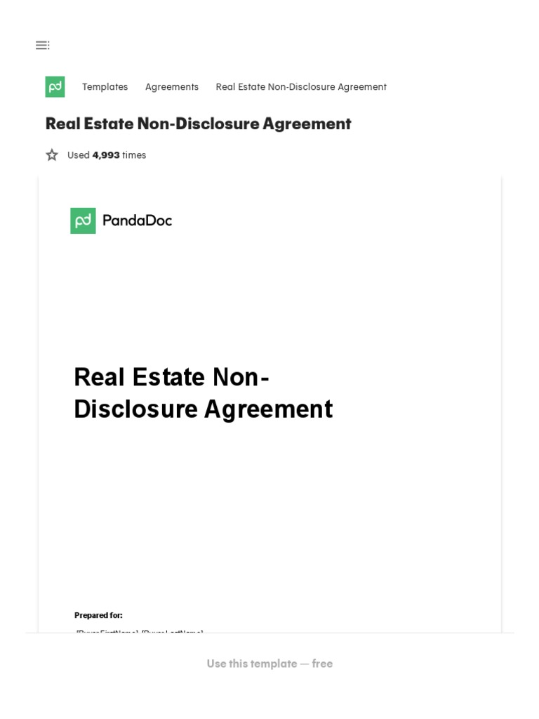 Real Estate Confidentiality Agreement - Free Template Inside | PDF | Non Disclosure Agreement ...