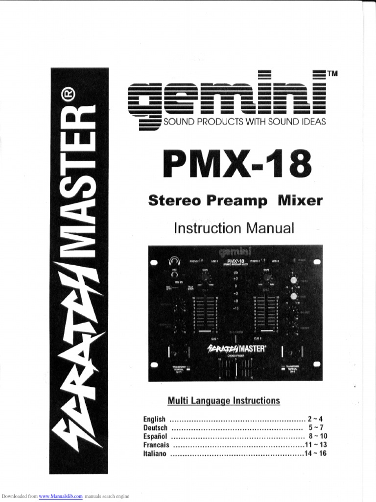 Mesa Som Gemini PMX-18 | PDF