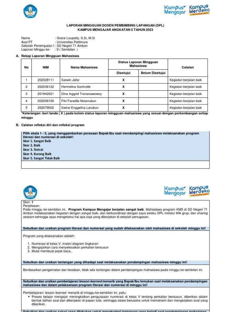 Grace - Laporan DPL Minggu Ke-9 | PDF