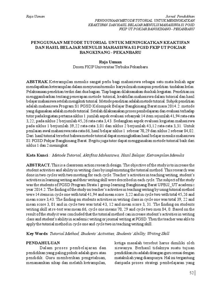 Metode Pembelajaran Tutorial | PDF | Karier & Perkembangan