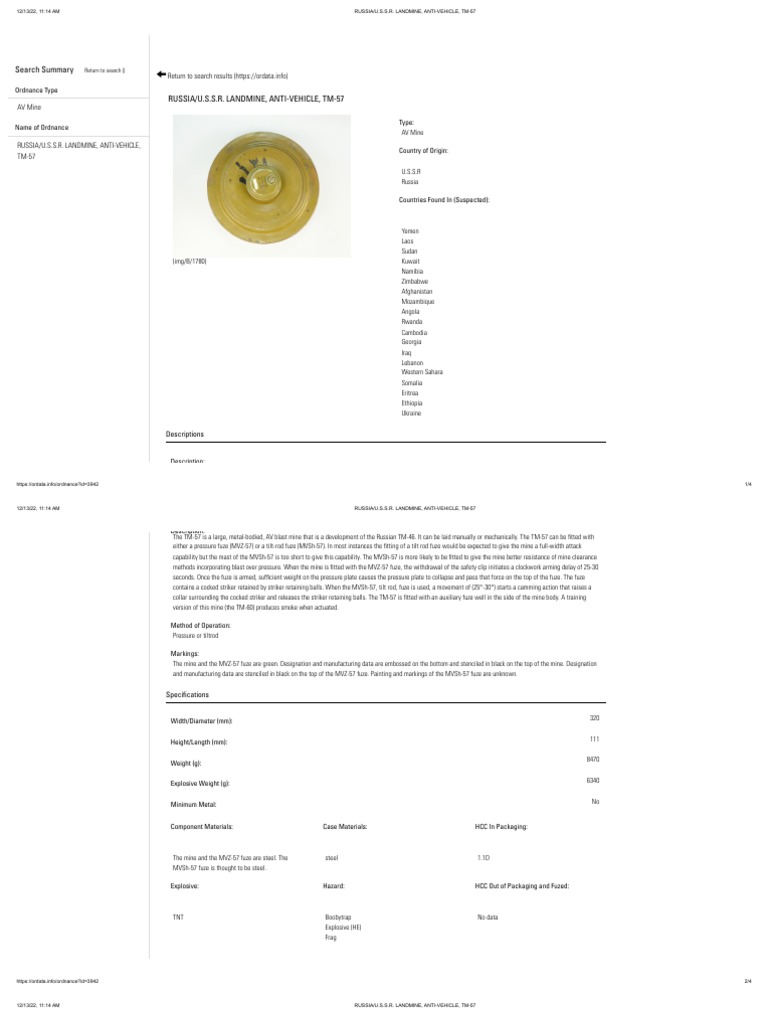 TM 57 | PDF | Land Mine | Fuze