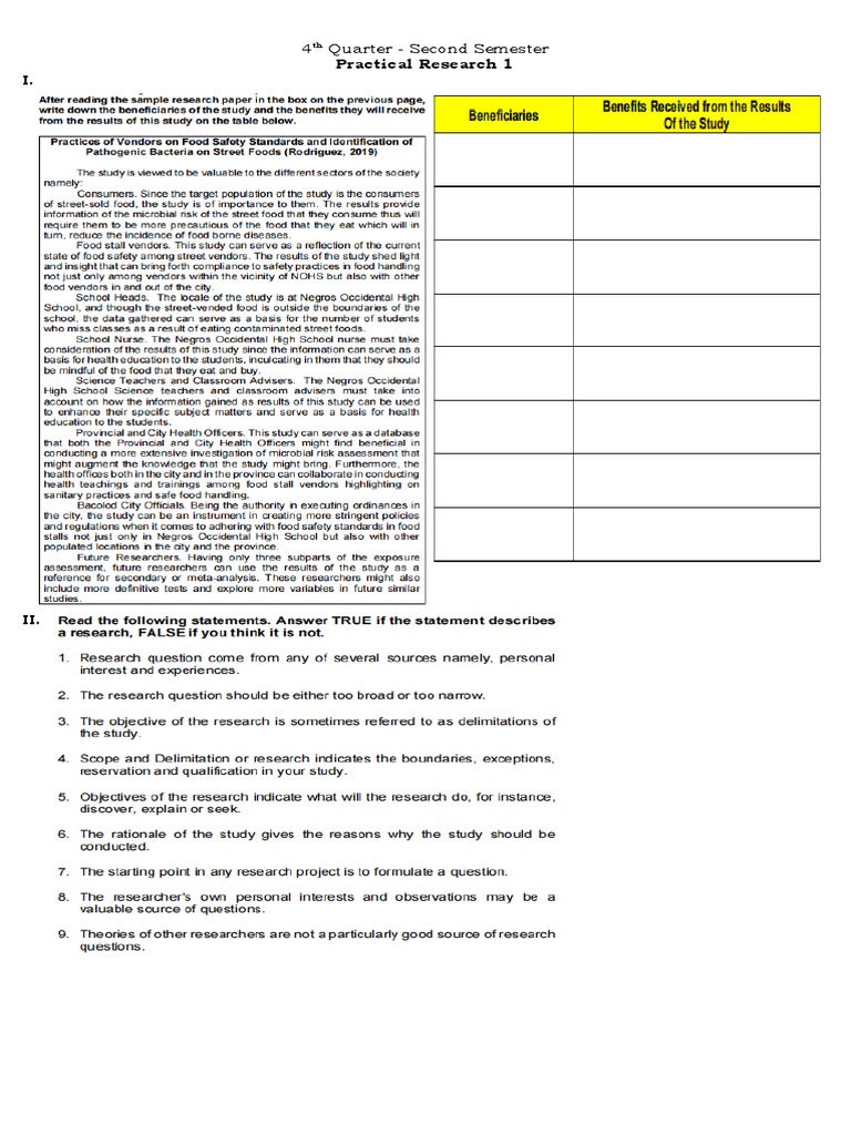 4th Quarter PR1 Test | PDF